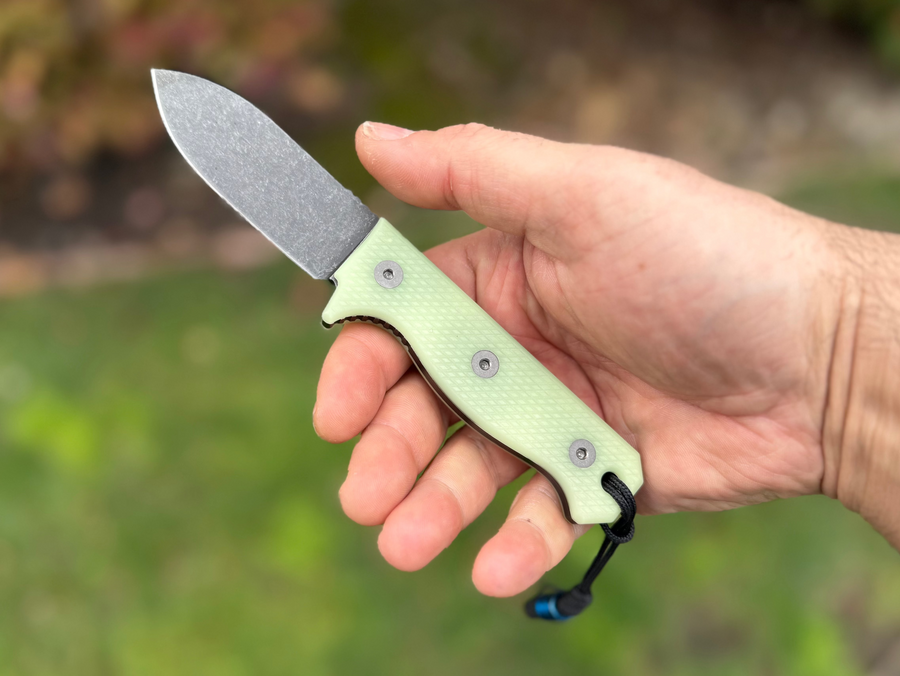 Compact R4A - Ready 4 Action Knife / D2 Fixed Blade ( UGM GLOW Scales ...